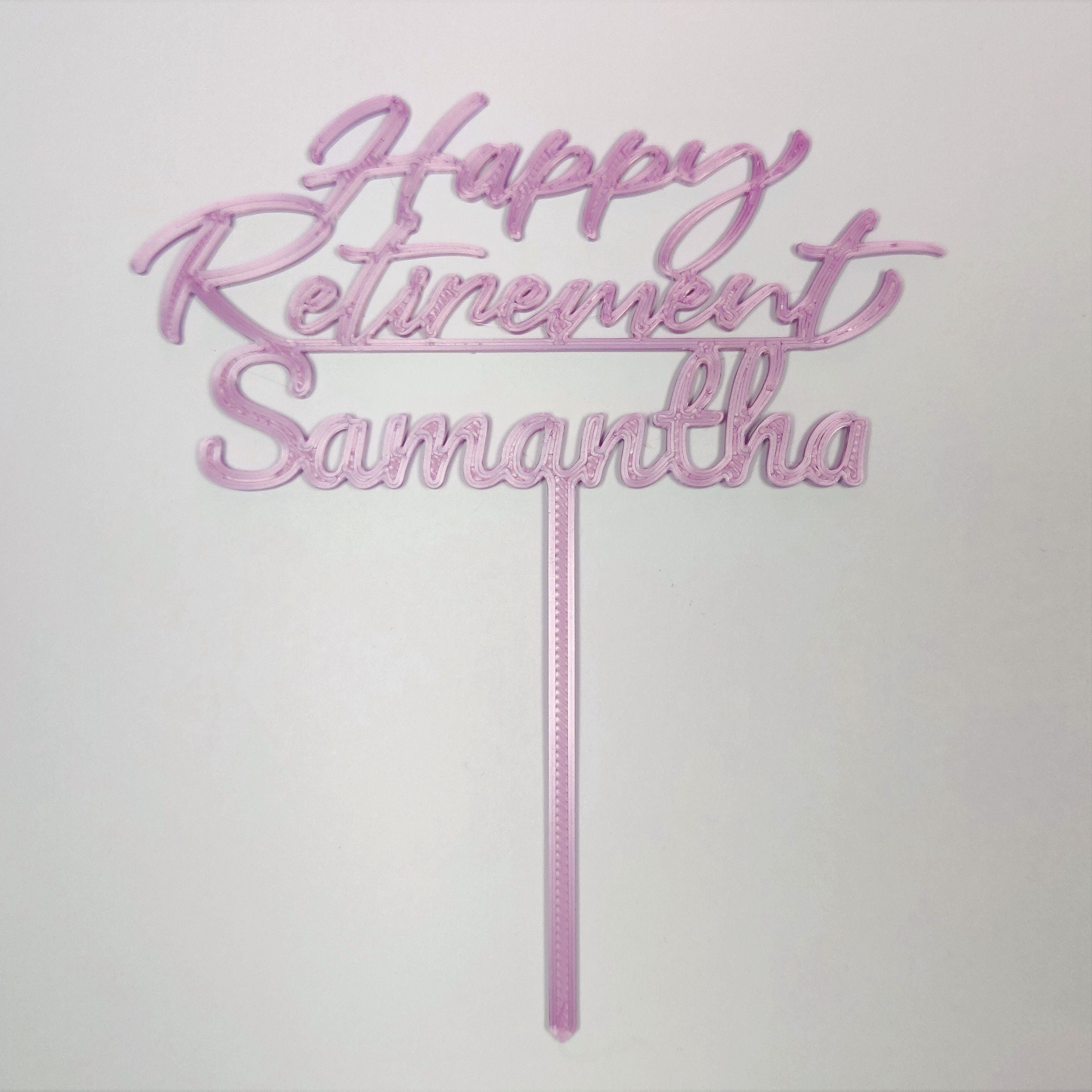 Custom Happy Retirement 3D Printed Cake Topper – Sweet As Cakes NZ